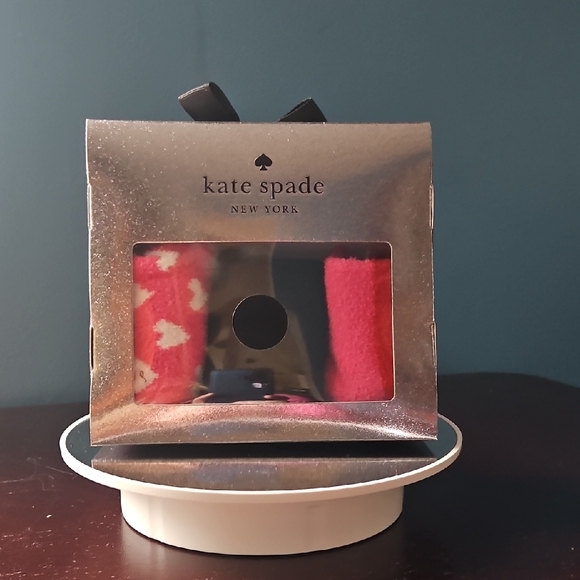 kate spade | Accessories | New Kate Spade Fuzzy Pink And White Heart ...